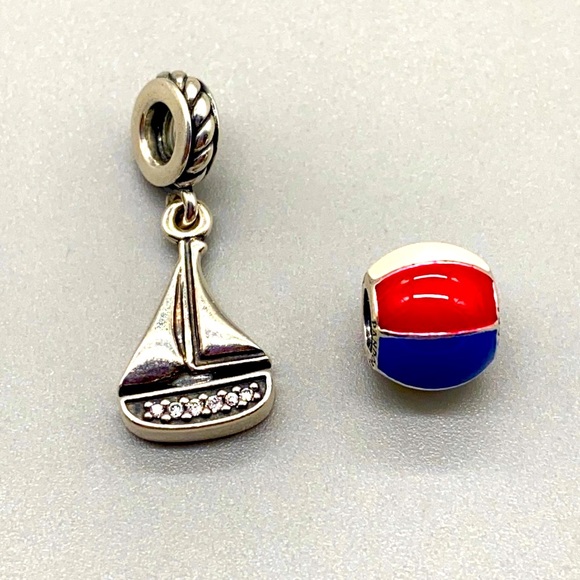 Pandora | Jewelry | Pandora Sterling Silver Set Of 2 Beach Themed Beads ...